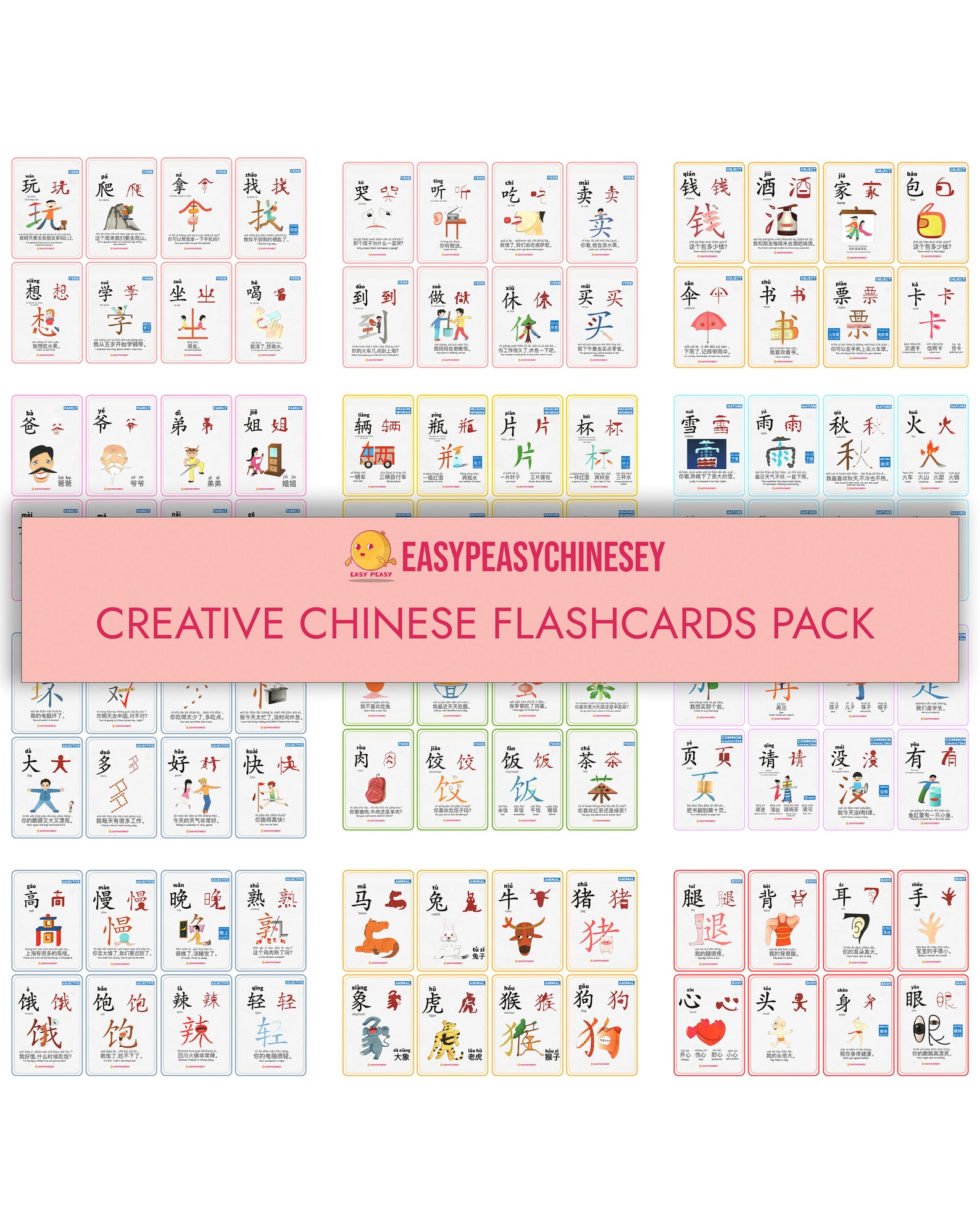 Unique Chinese Character Flashcards | Pinyin, Sentences & Illustrations ...