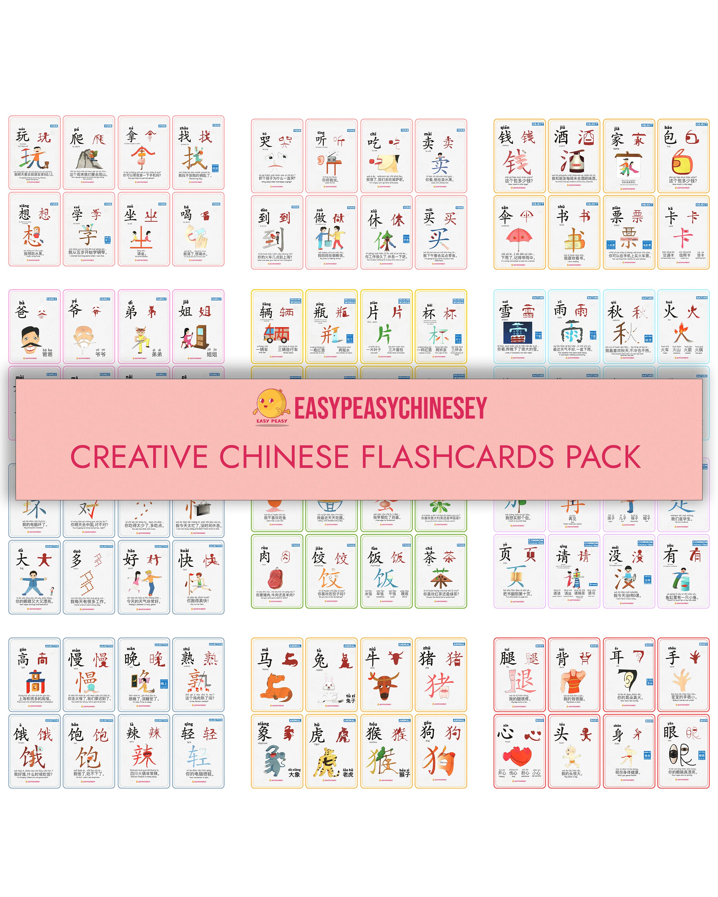 Unique Chinese Character Flashcards | Pinyin, Sentences & Illustrations ...