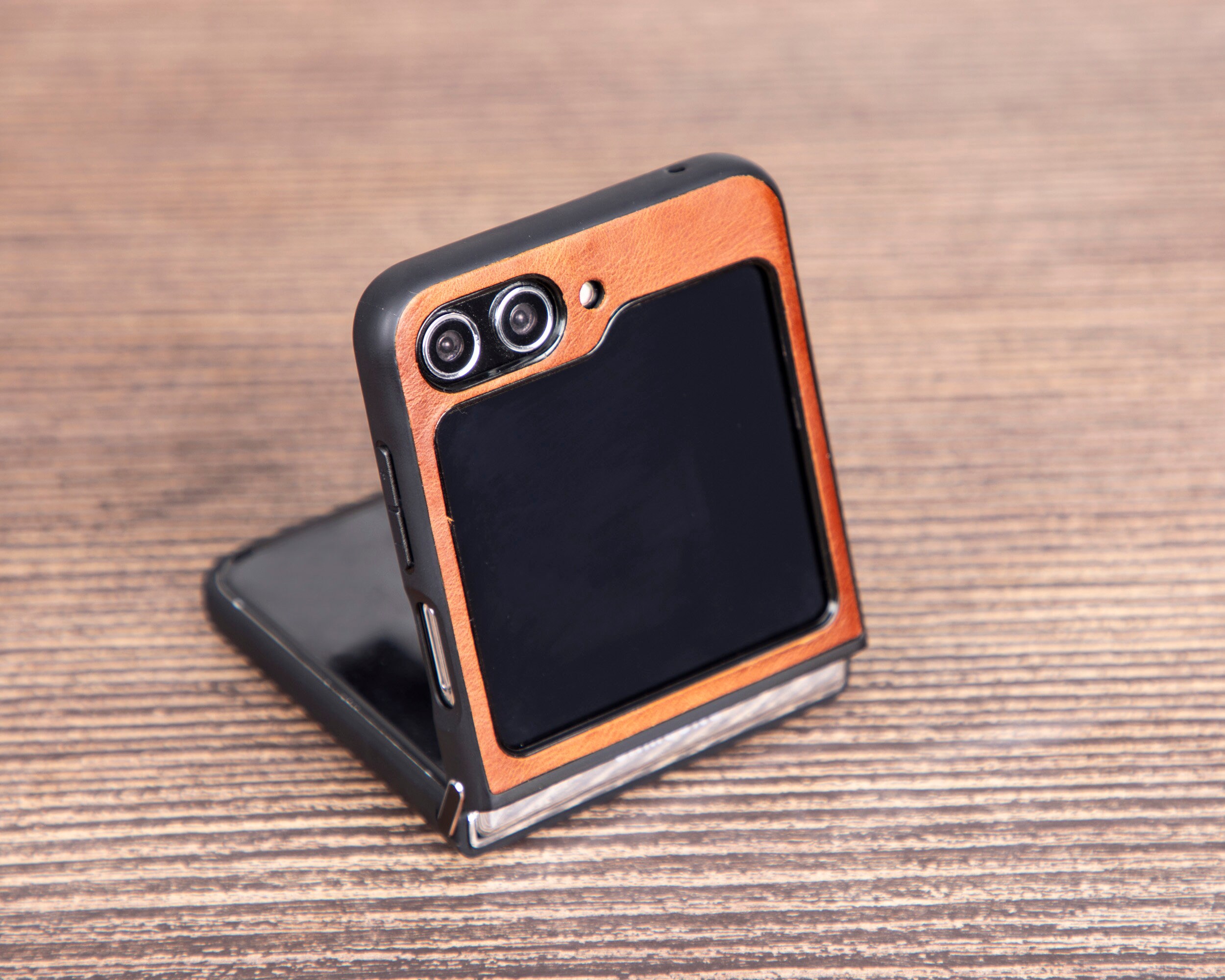 Samsung Galaxy Z Flip 5 Genuine Leather Snap-on Case, Z Flip 5 Back ...