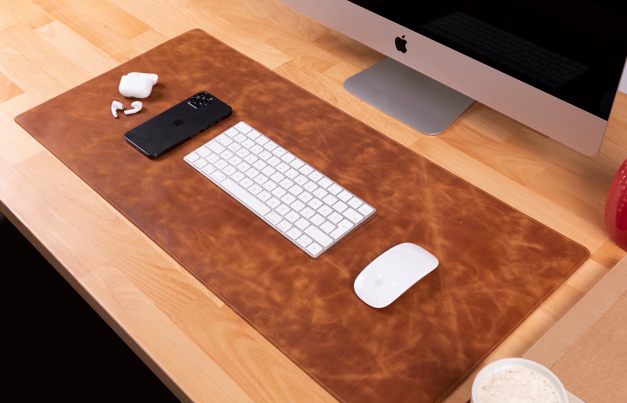 Full Grain Leather Desk Mat, Personalized Mouse Pad, Custom Desk ...