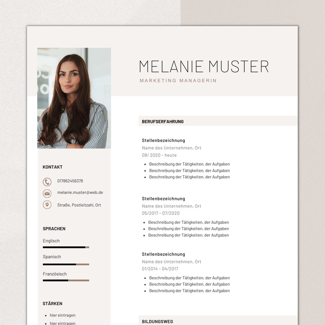 Resume Template German, Template for Word, Resume and Cover Letter ...