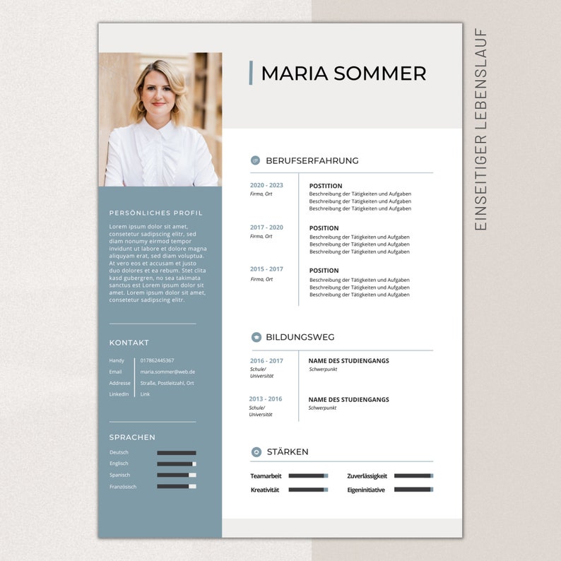 Resume Template German, Template for Word, Resume and Cover Letter ...