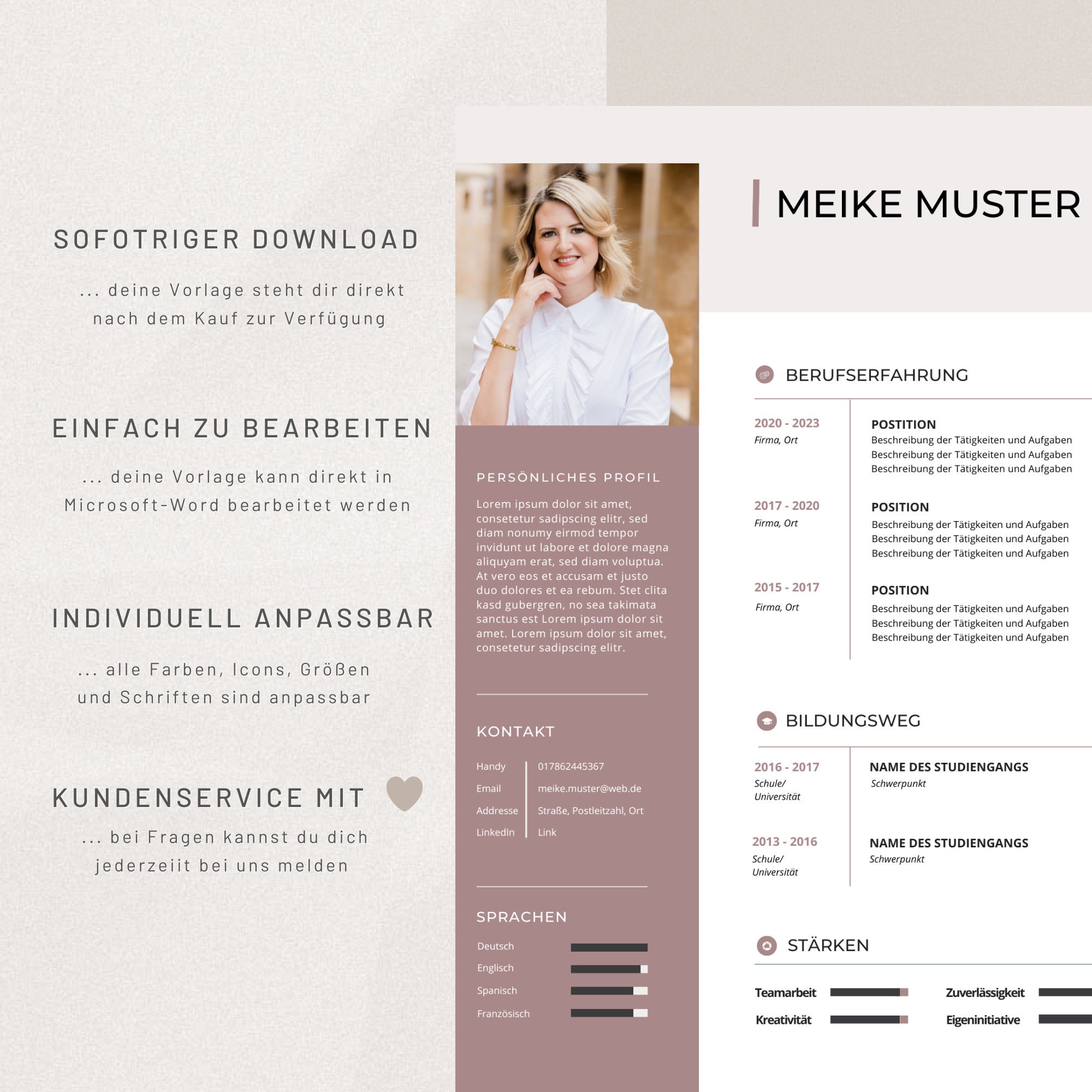 Resume Template German, Template for Word, Resume and Cover Letter ...