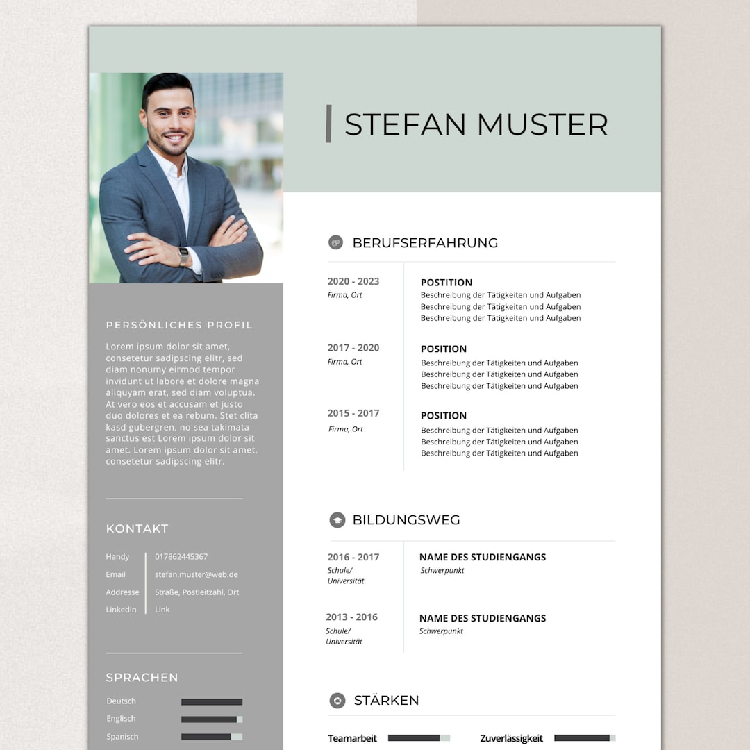 Resume Template German, Template for Word, Resume and Cover Letter ...
