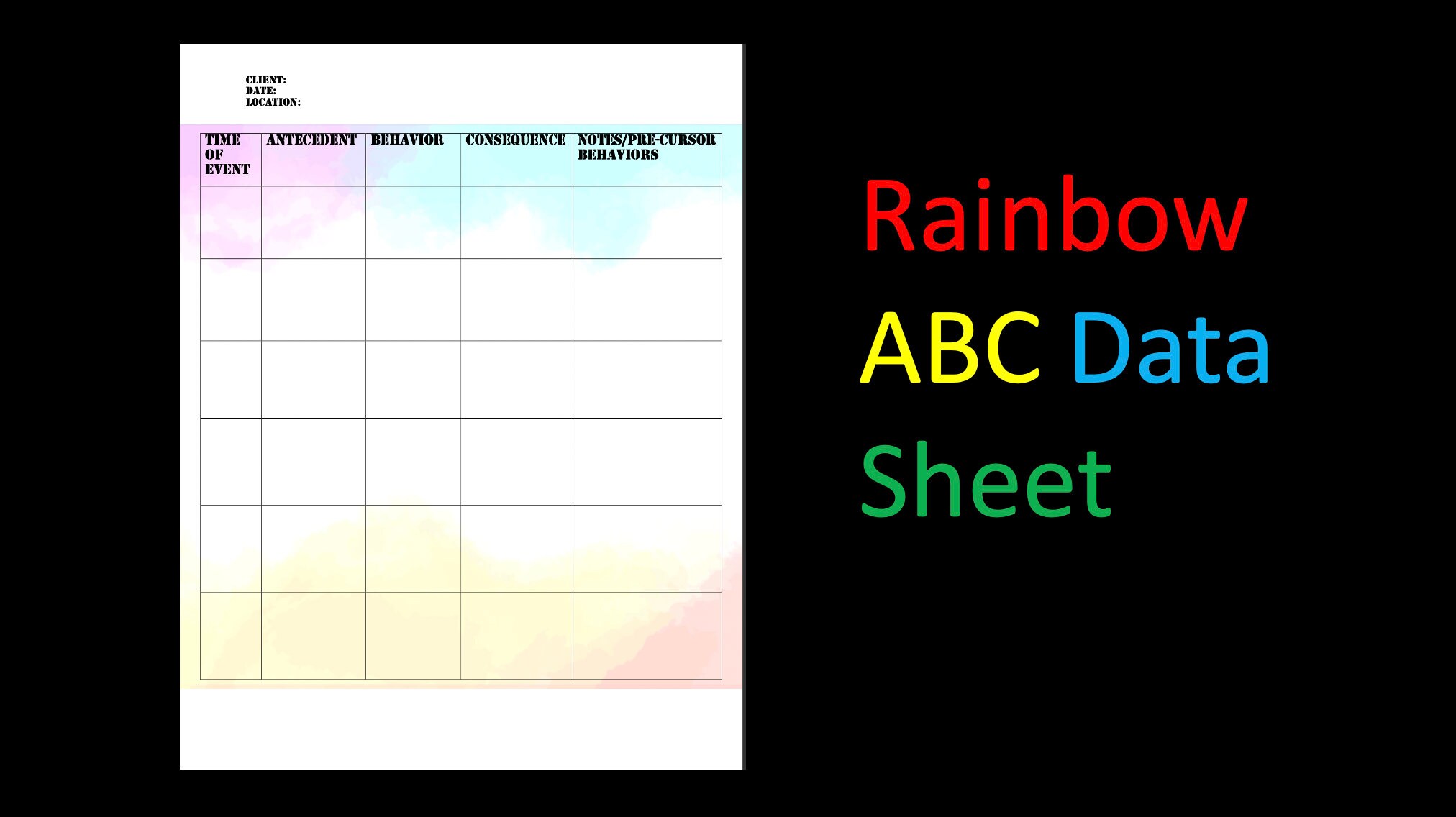 Rainbow ABC Data Sheet - Etsy