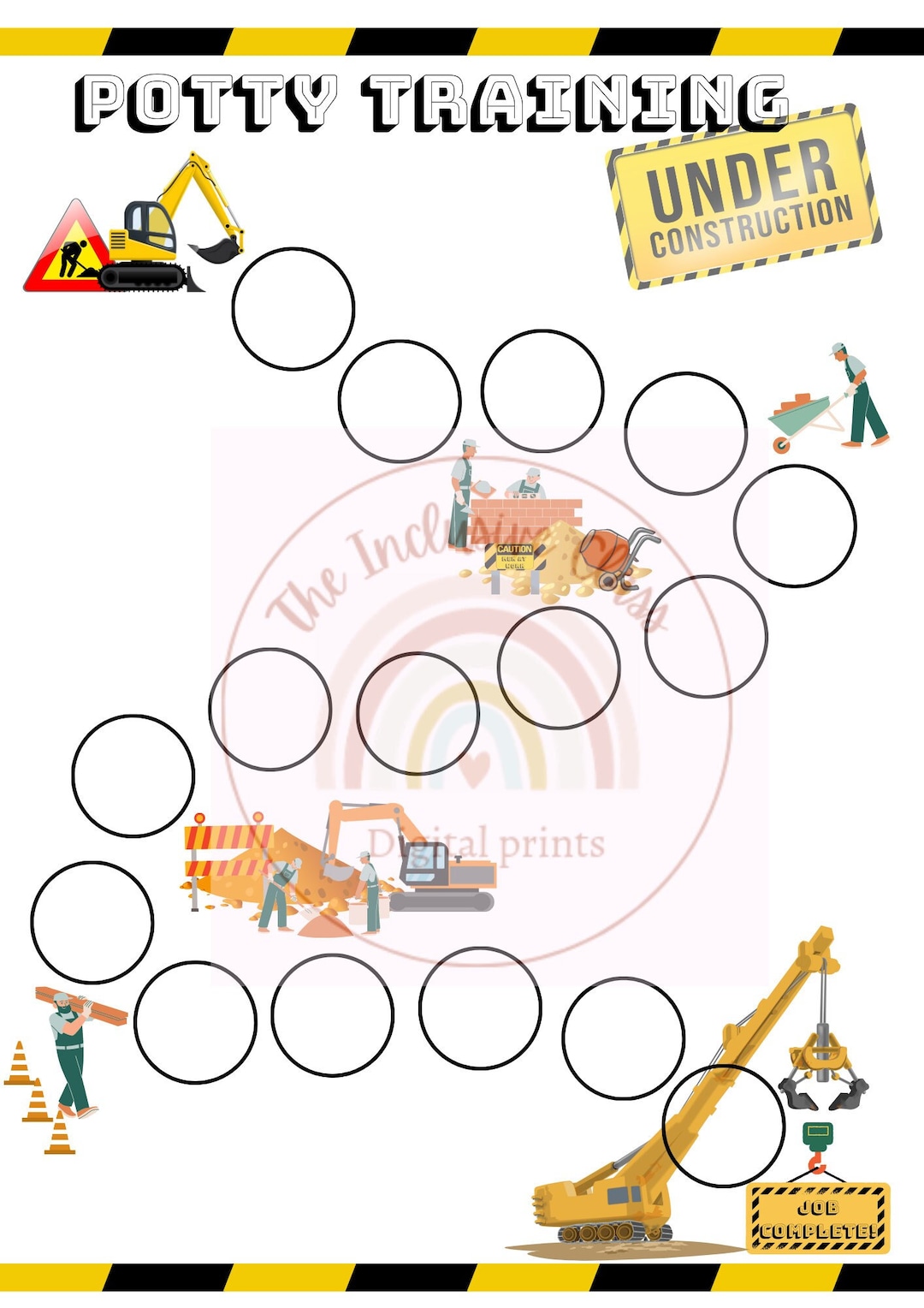 Construction Theme Potty Training Sticker Chart, Toilet Training Reward ...