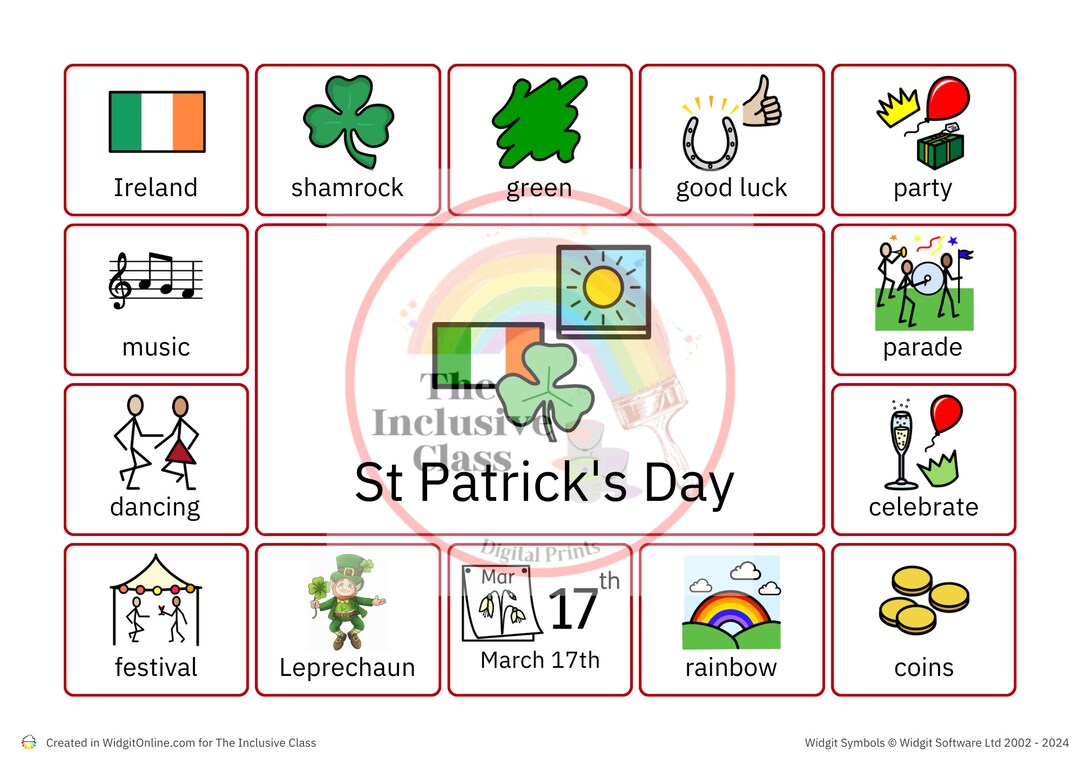 St Patricks Day Communication Board, Non Verbal Visual Aids ...
