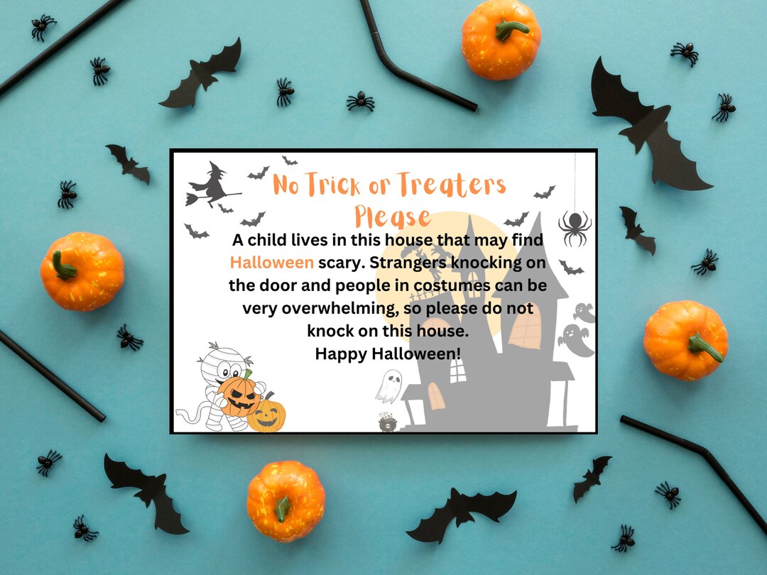 Halloween Door Sign Trick Or Treat Sign Polite Halloween Notice