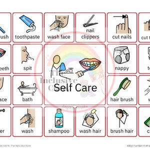 Self-care Communication Mat, Self Care Visual Aids, Communication Board ...