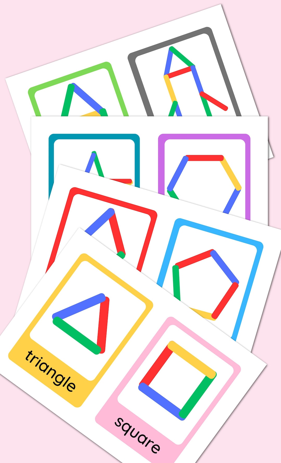 Preschool Maths Matching Game, Shape Matching Flashcards, Maths for ...
