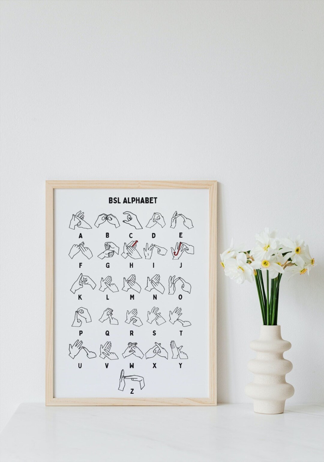 BSL Alphabet Wall Art, Sign Language Poster, Deaf Awareness, Sign ...