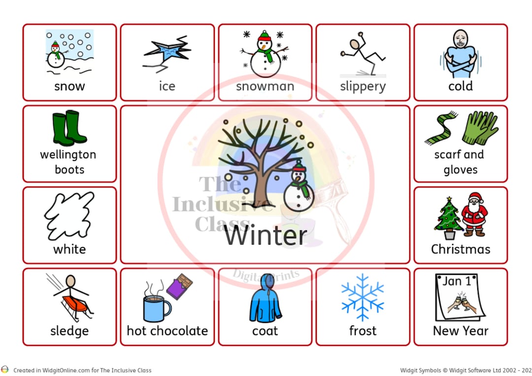 Winter Communication Board, Non Verbal Visual Aids, Communication ...