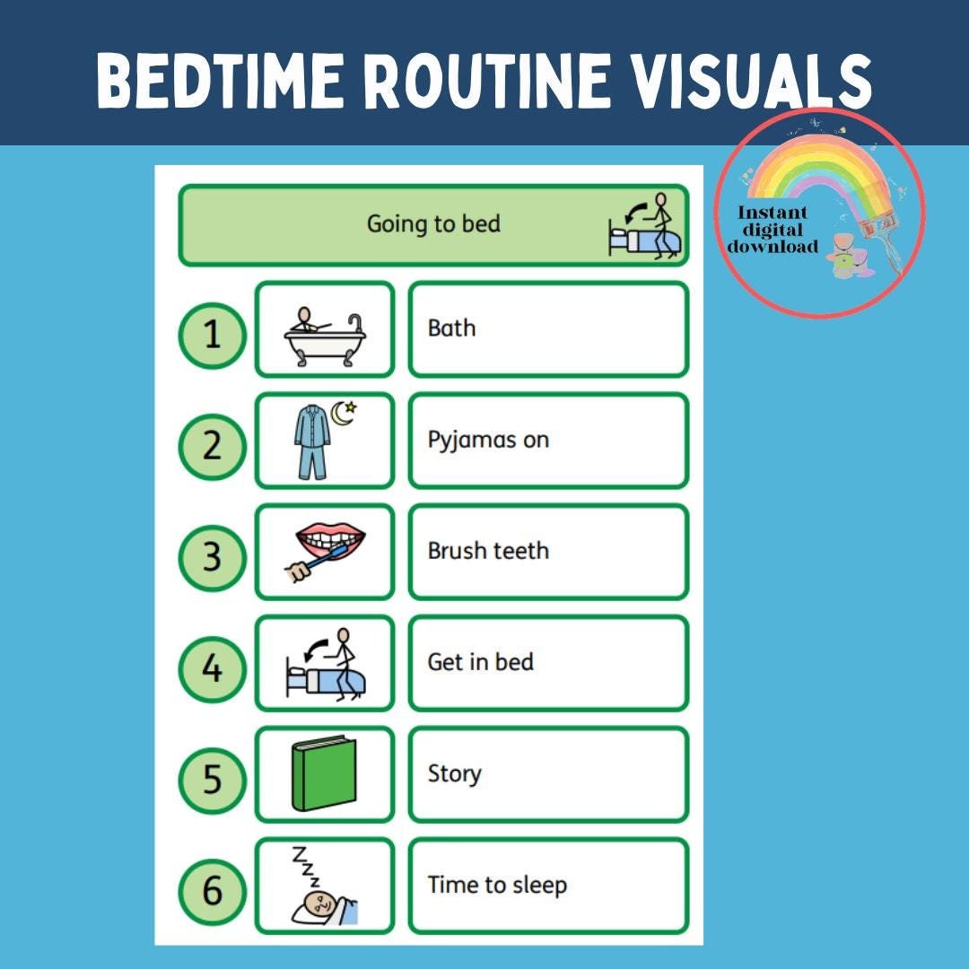 Bedtime Routine Visual Aids, Additional Needs Communication in Print ...