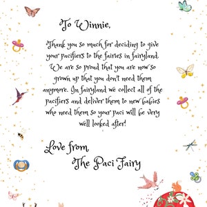 Enchanted Forest Letter From the Paci Fairy, Pacifier Fairy Visit ...