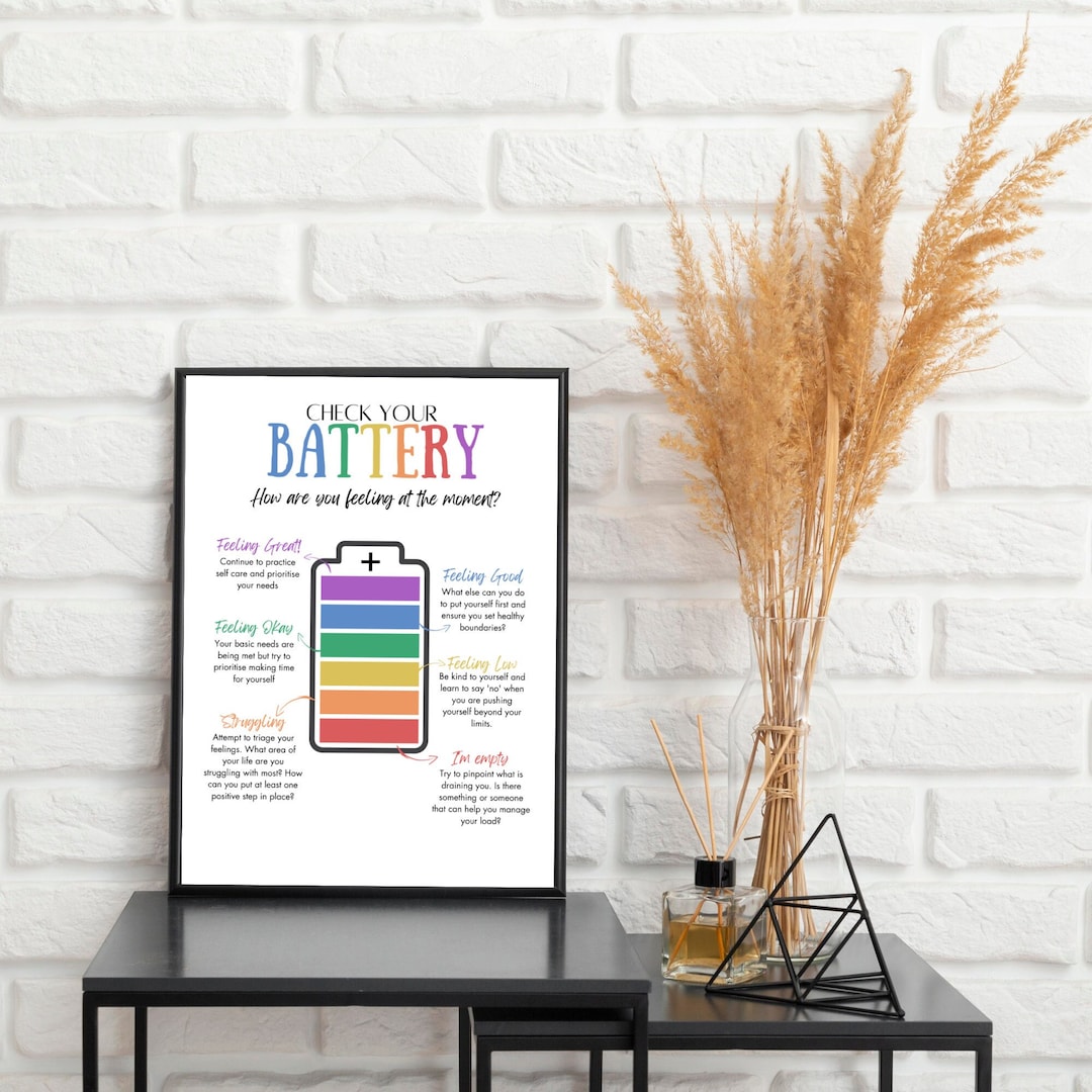 Check Your Battery, Mental Health Check in Wall Art, Staff Mental ...
