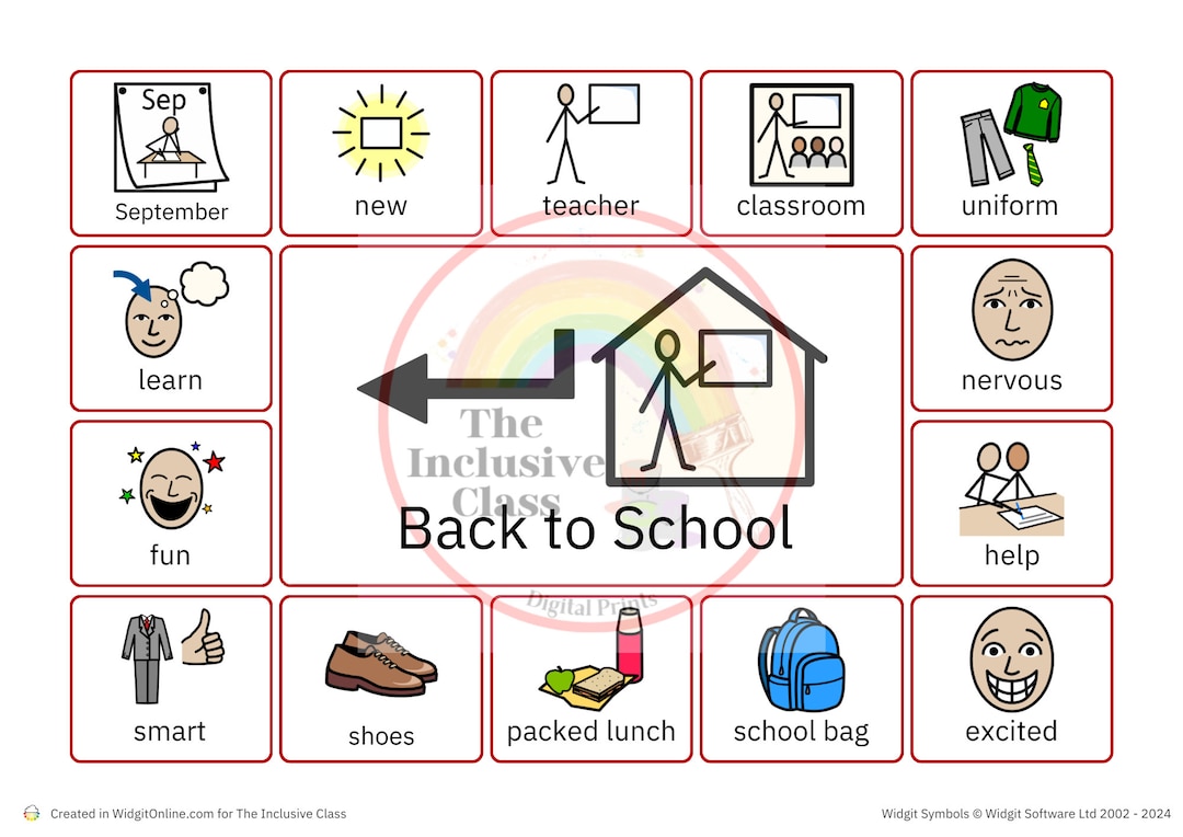 Back to School Communication Board, Non Verbal Visual Aids ...