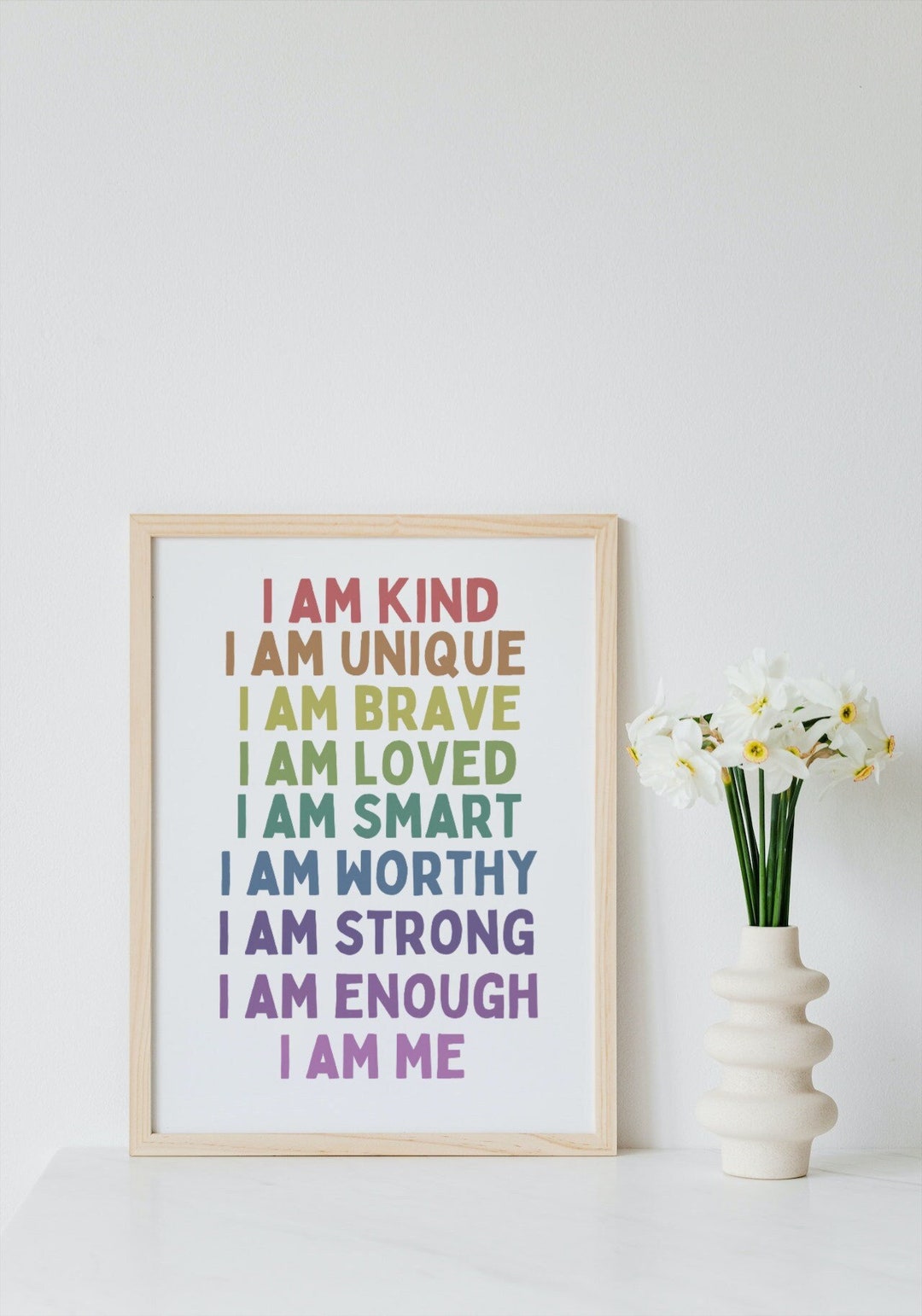 Playroom Wall Art, Rainbow Print, Affirmations for Children, Children's ...