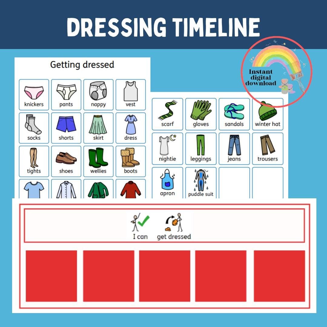 Getting Dressed Communication Board Sentence Aid, Non Verbal Visual ...