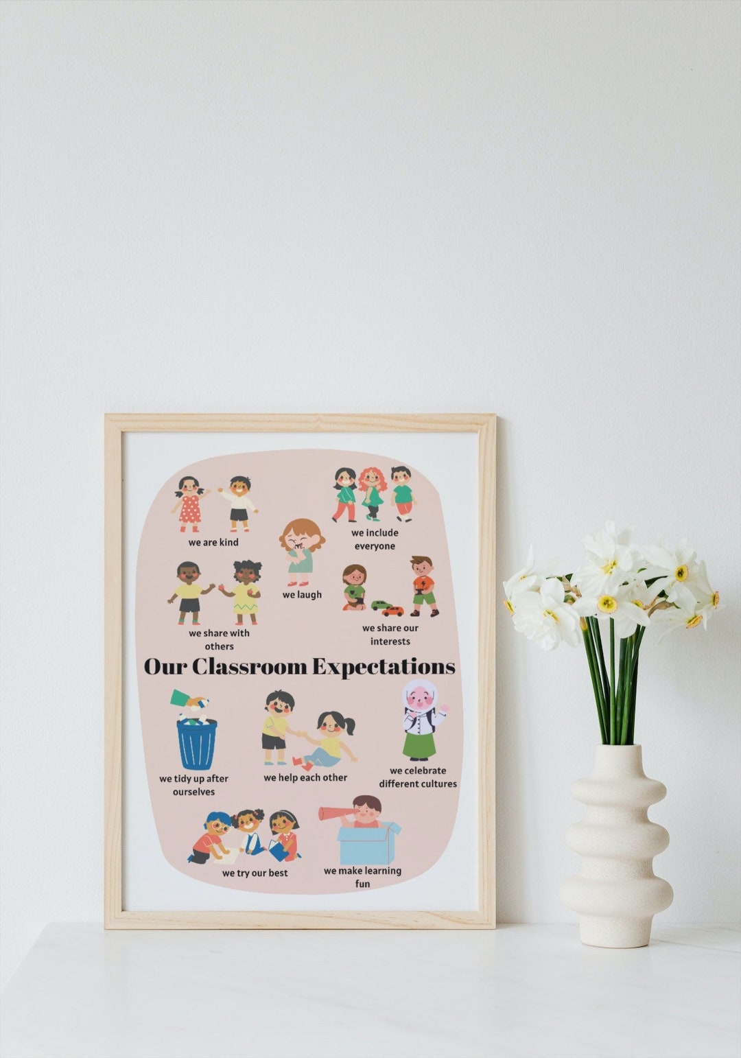 Classroom Expectations Poster, Class Rules Wall Art, Welcome Door Sign ...