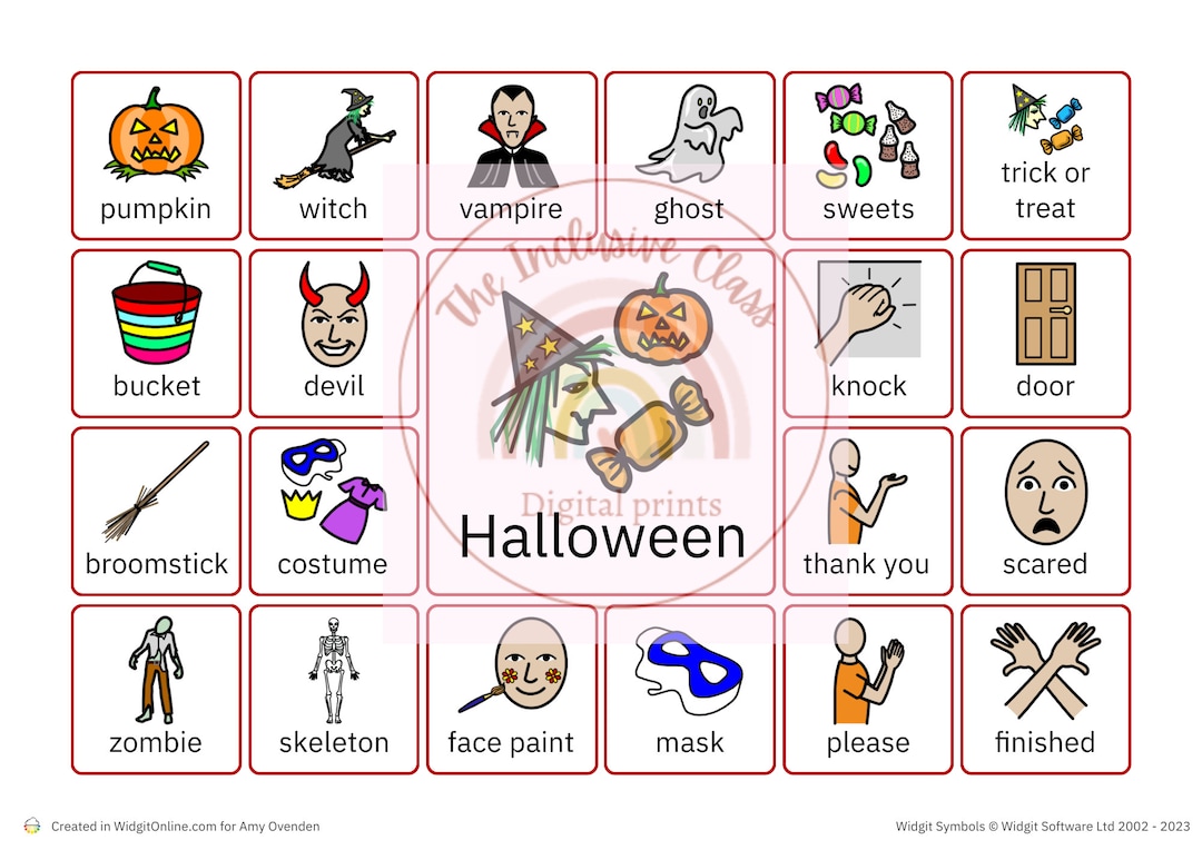 Halloween Communication Board, Non Verbal Visual Aids, Communication ...