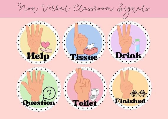 Classroom Visuals 12 Pcs Classroom Hand Signals Posters - Colorful ...