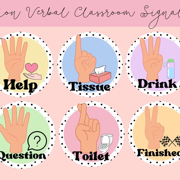 Non Verbal Hand Signals for Classroom Management - Etsy