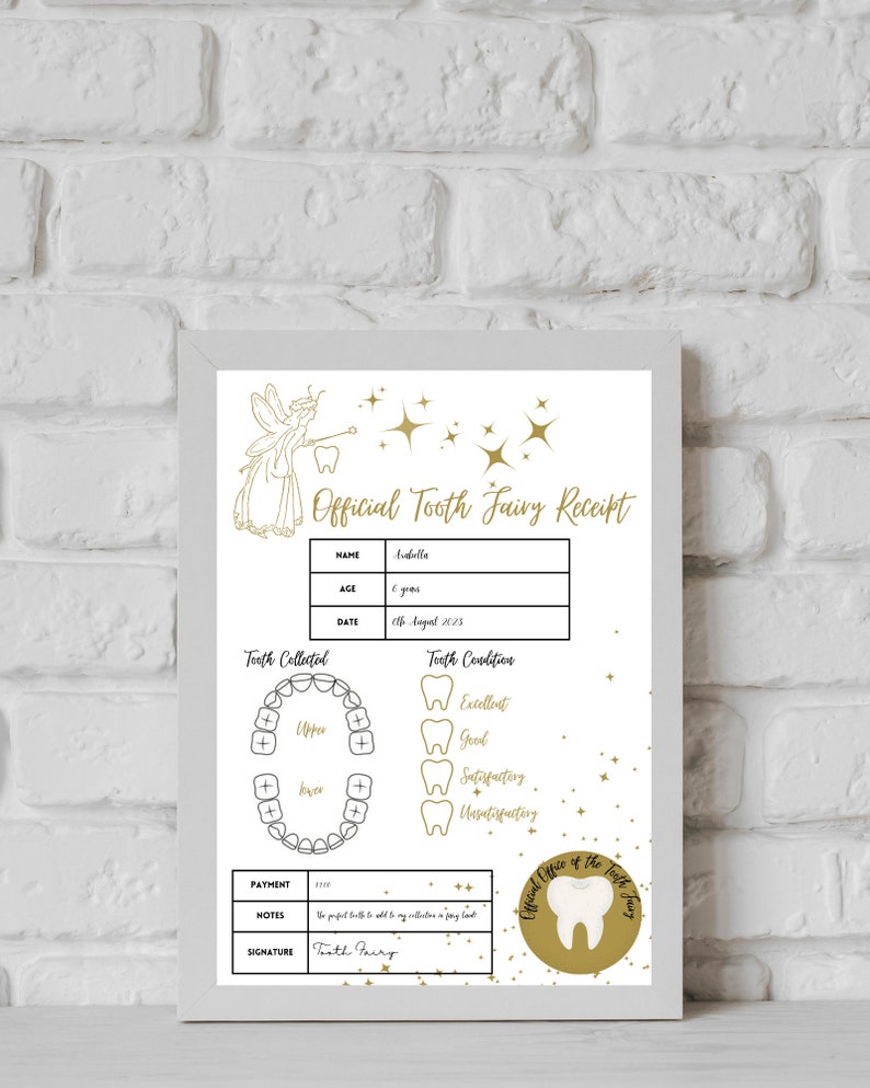 Editable Personalised Tooth Fairy Letter, Tooth Fairy Receipt of Visit ...