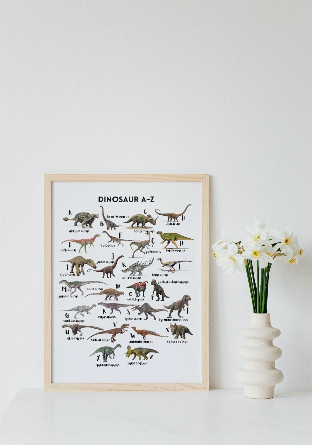 Dinosaur A-z Poster, Alphabet Print Dinosaur Theme, Montessori Poster ...