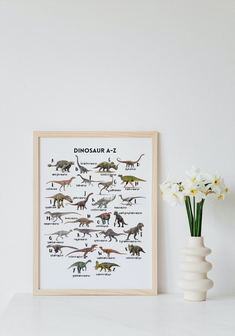 Dinosaur A-z Poster, Alphabet Print Dinosaur Theme, Montessori Poster ...