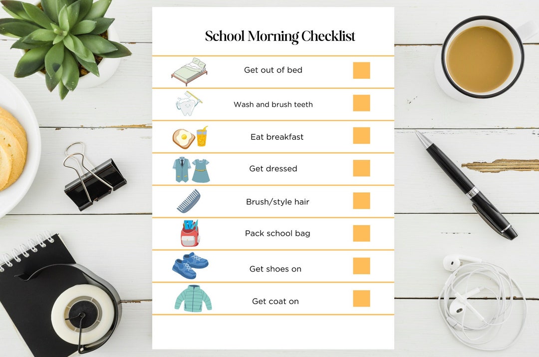 Daily Routine Visual Checklist, Morning Routine for Children, School ...