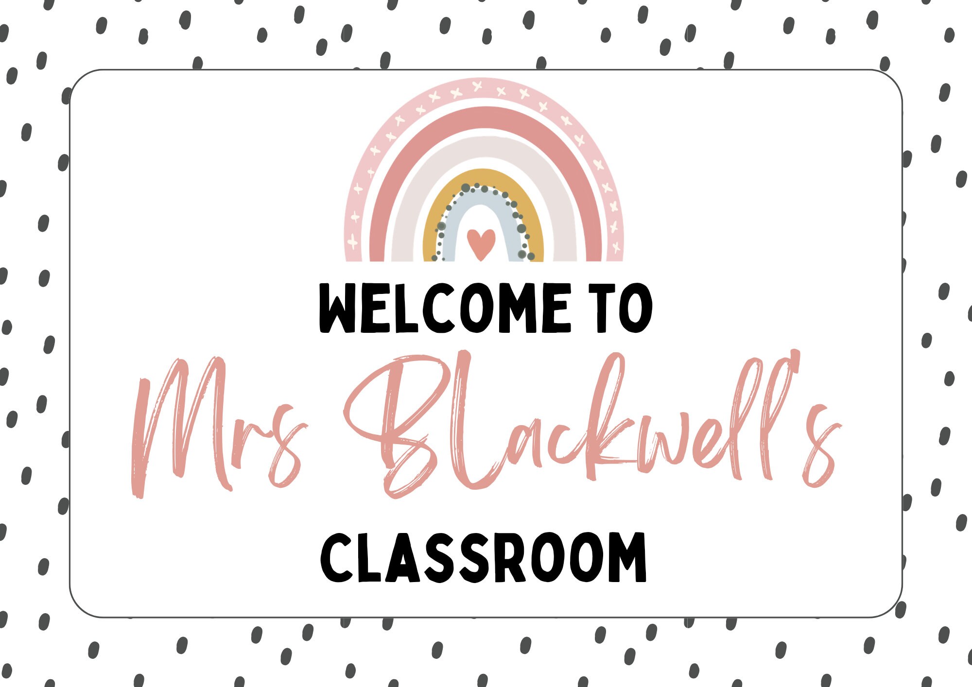 Editable Personalised Classroom Welcome Sign, Kindergarten Boho ...