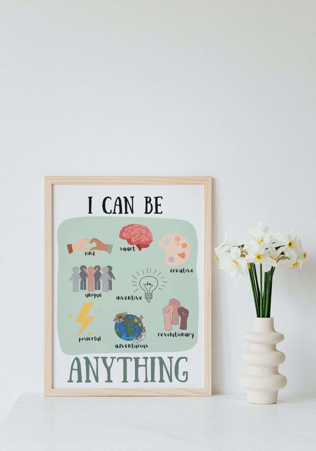 I Can Be Anything Motivational Wall Art, Children's Empowerment Poster ...