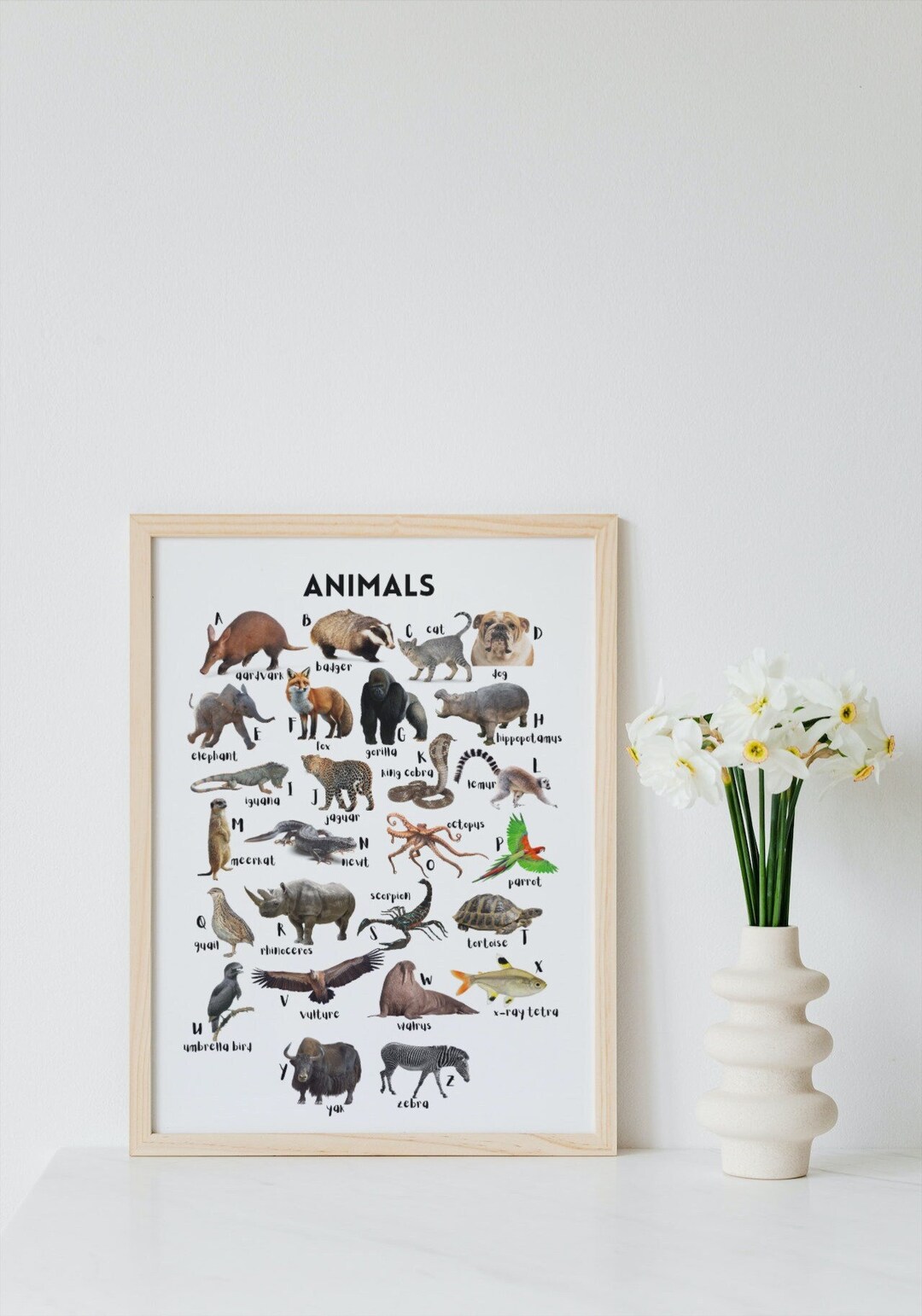 Animal A-z Poster, Alphabet Print Animal Theme, Montessori Poster ...