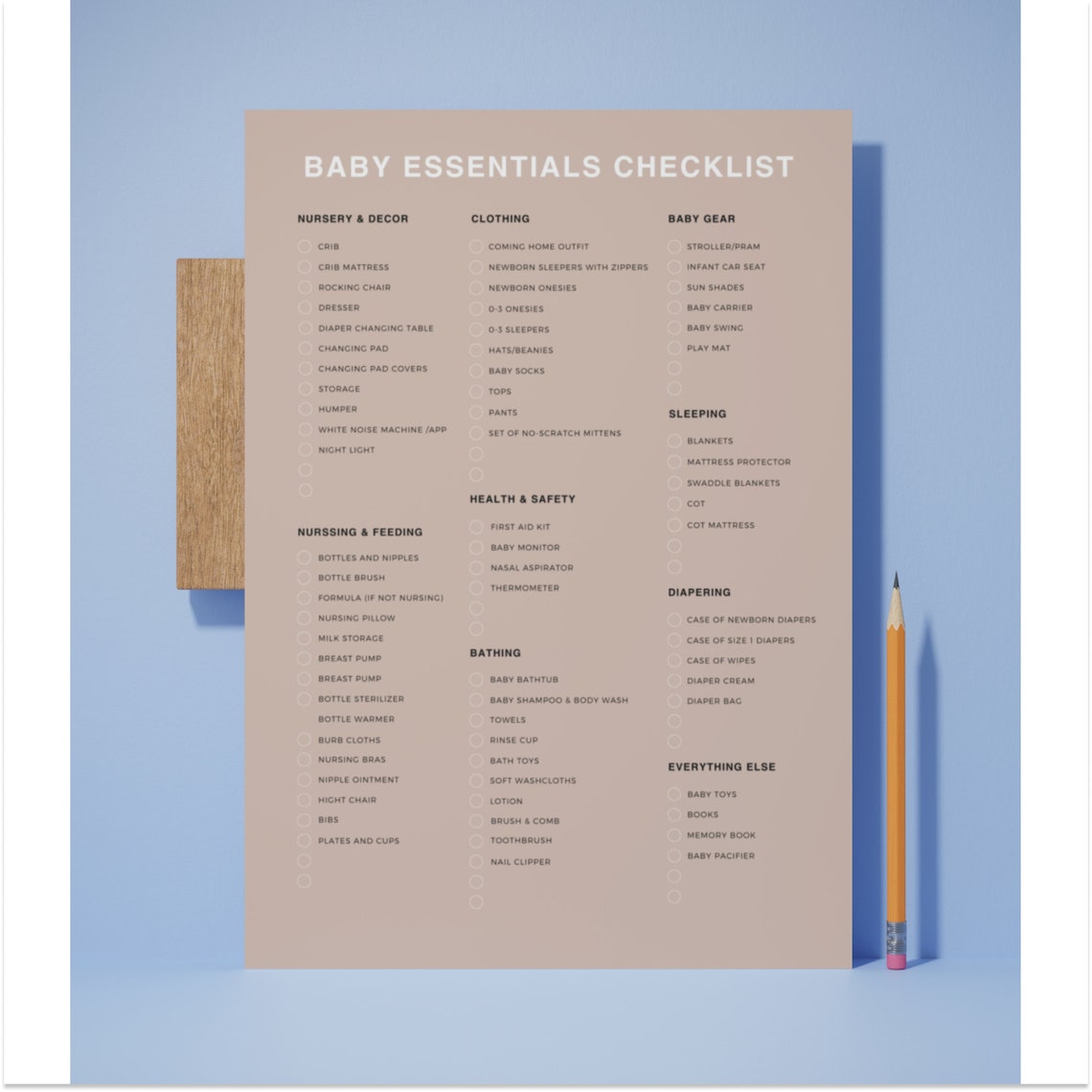 Baby Essentials Checklist Printable, Nursery Checklist, Newborn ...