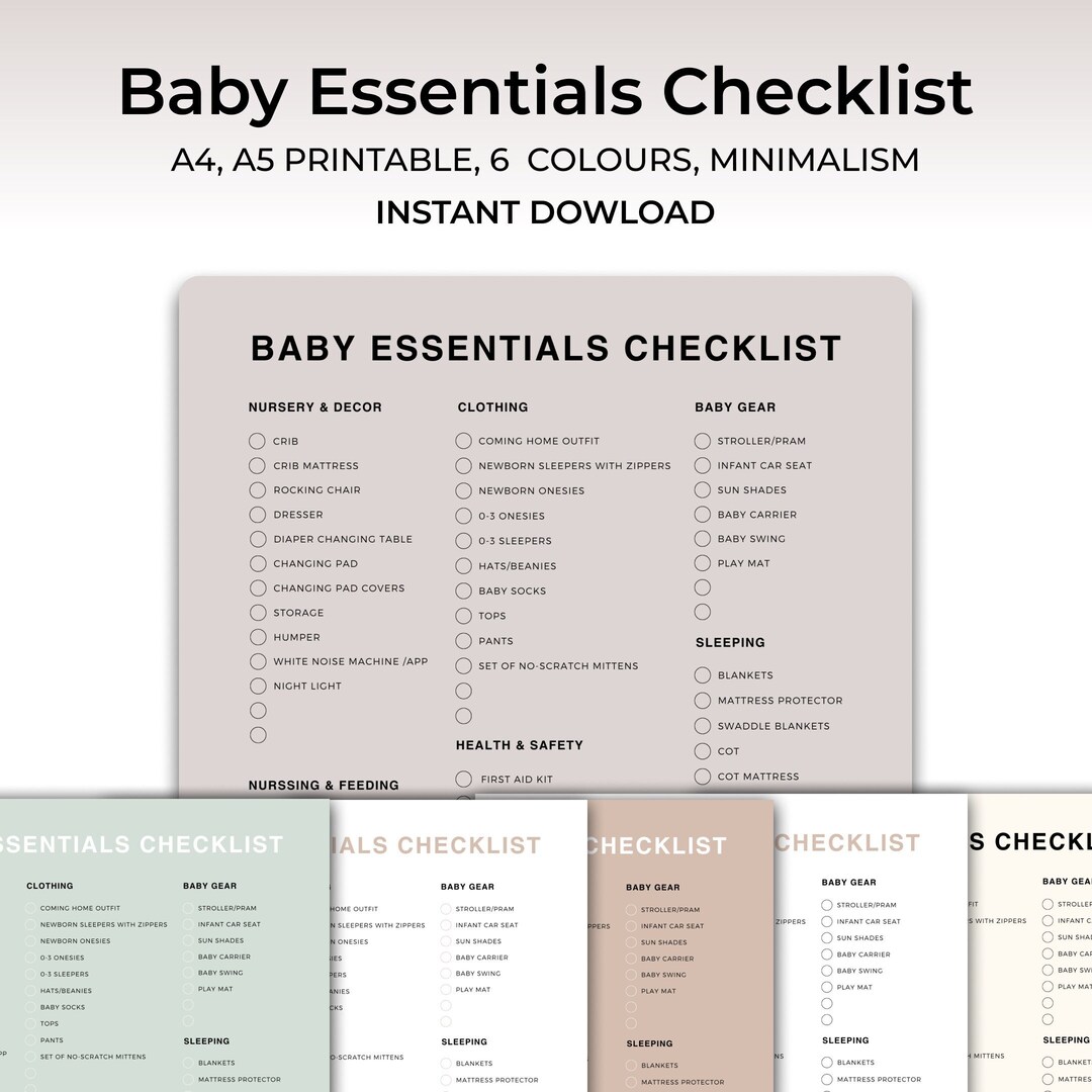 Baby Essentials Checklist Printable, Nursery Checklist, Newborn ...