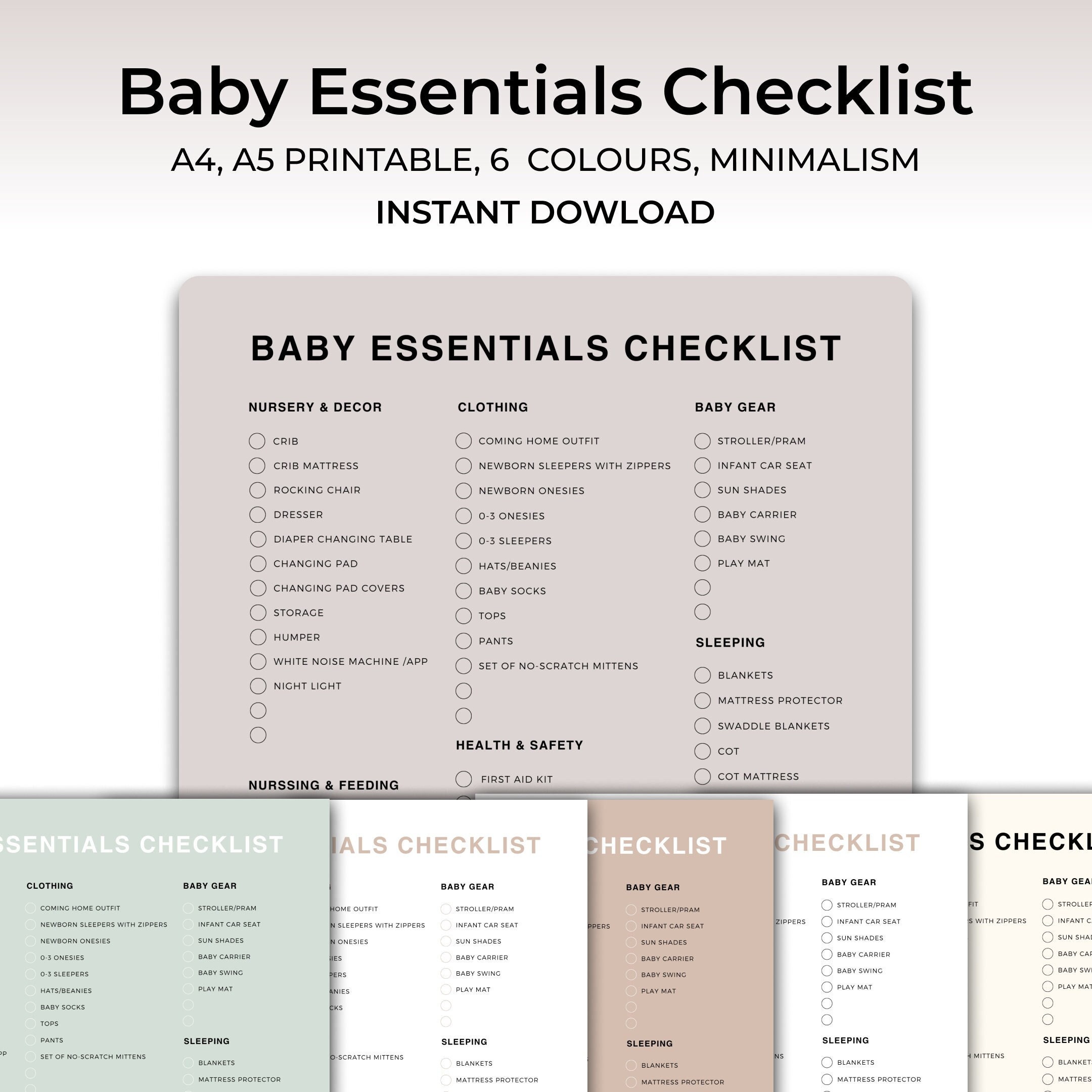 Baby Essentials Checklist Printable, Nursery Checklist, Newborn ...