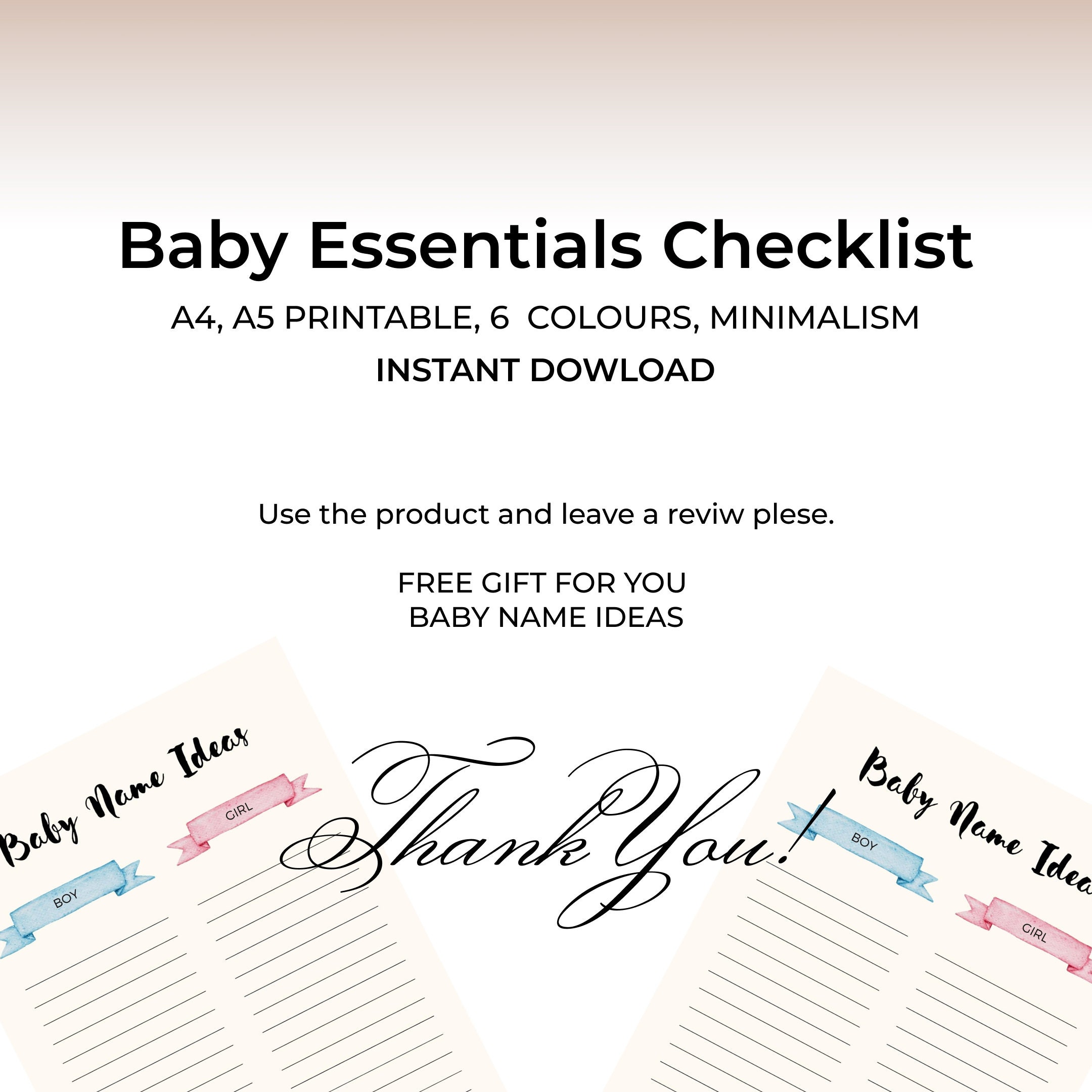 Baby Essentials Checklist Printable, Nursery Checklist, Newborn ...