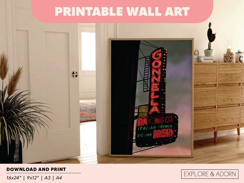 Printable Art Neon Sign Dark Moody Illustrated Art Print | Airbnb Host ...