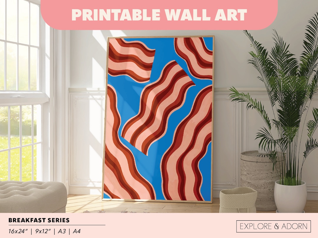 Printable Art Bacon Kitchen Illustrated Art Print | Airbnb Host Wall ...