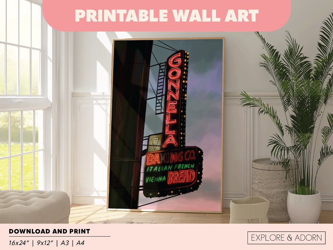 Printable Art Neon Sign Dark Moody Illustrated Art Print | Airbnb Host ...