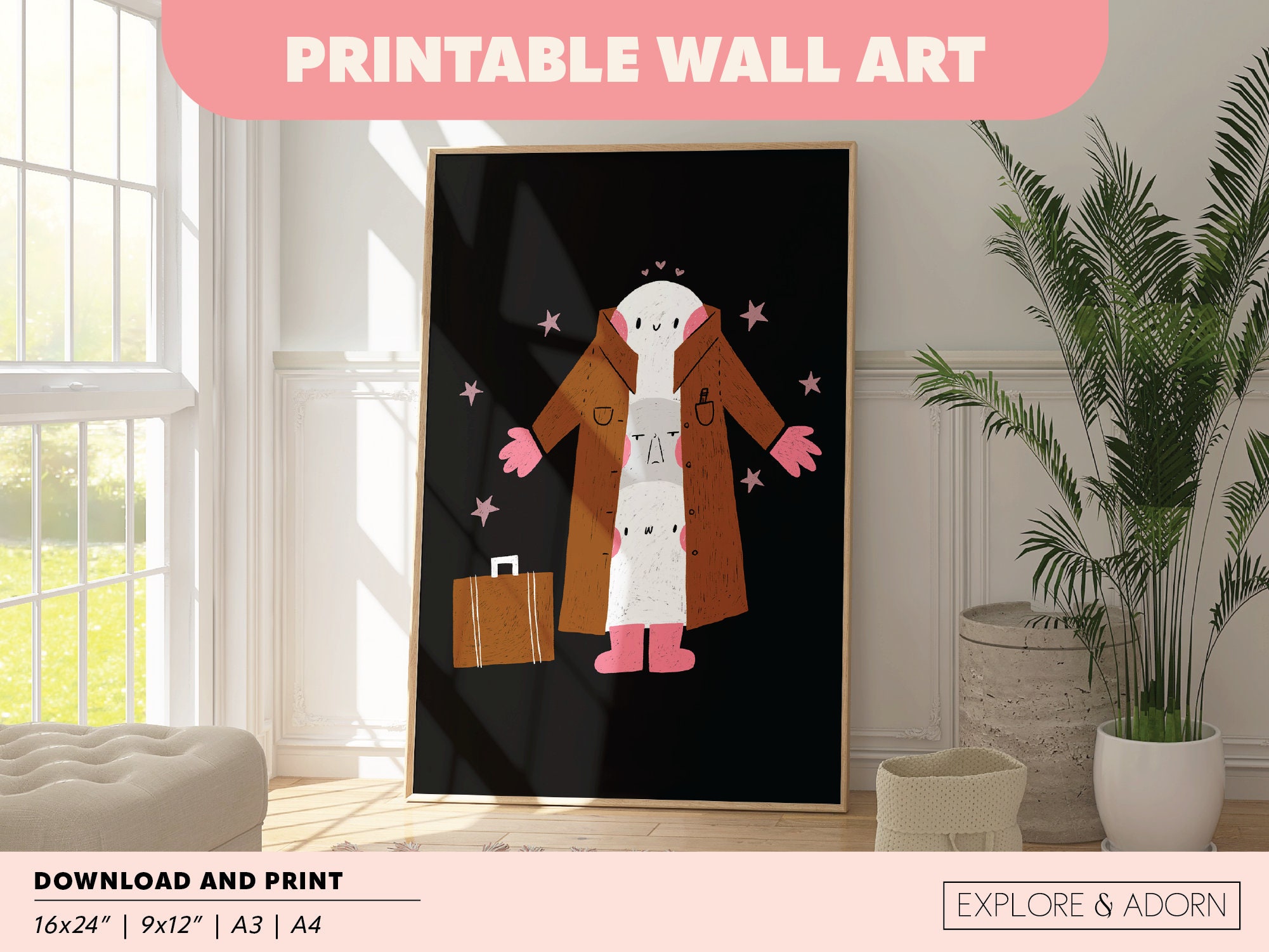Printable Art Trench Coat Ghost Illustrated Art Print | Airbnb Host ...
