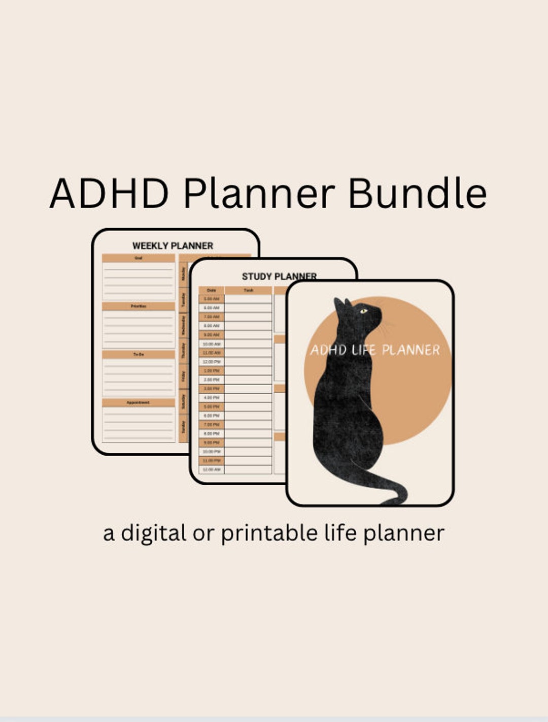Cat-themed ADHD Planner - Etsy