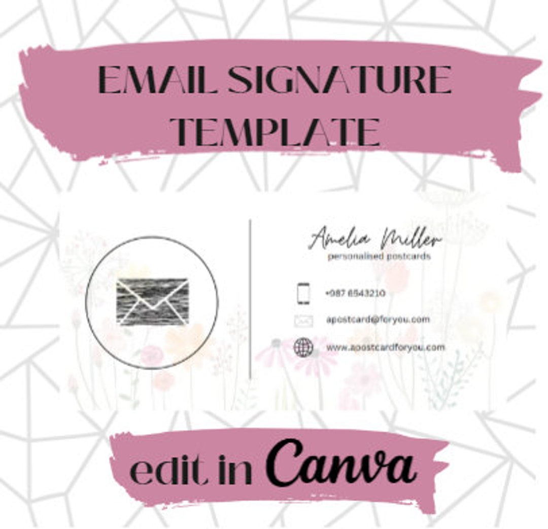 Flowery-themed Email Signature Template editable - Etsy