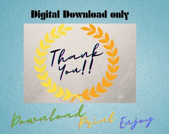 Minimalist Thank You Card, Digital and Downloadable, Instant Download ...
