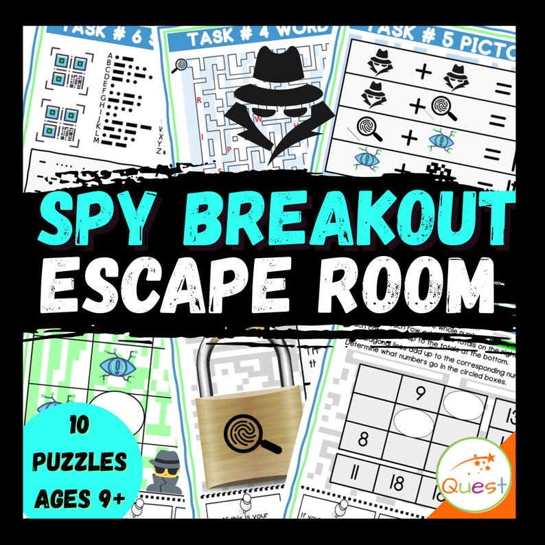 Spy Breakout Escape Room, Printable Party Game for Kids, Secret Codes ...