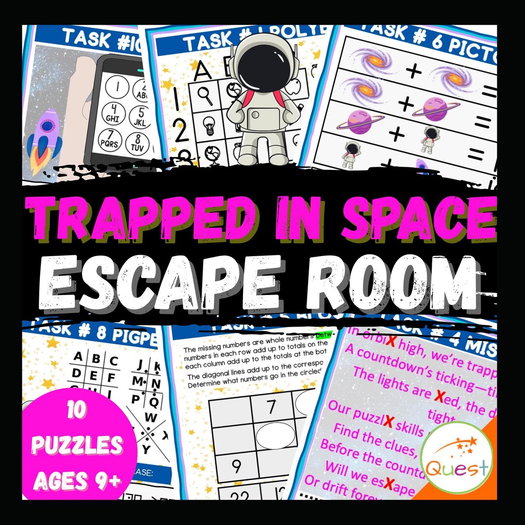 Trapped in Space Escape Room, Printable Party Game for Kids, Secret ...