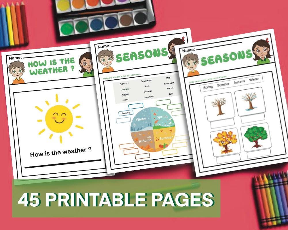 Learn Days, Months and Weather, Kids Activity Book, Printable ...