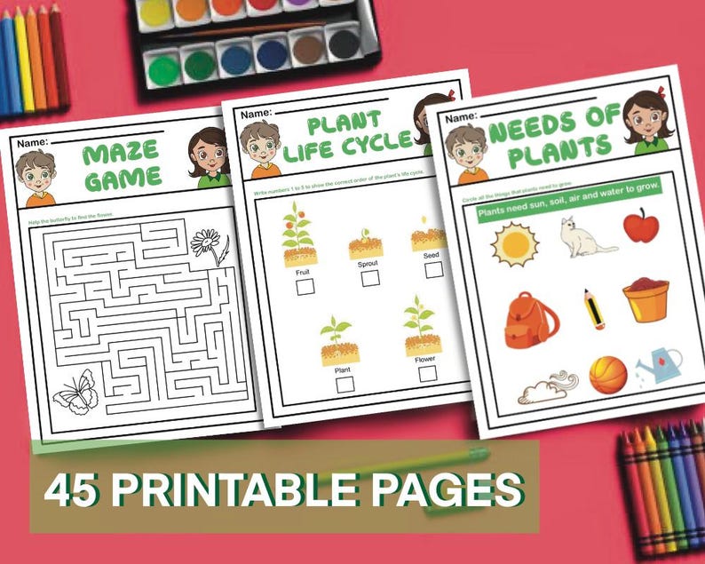Printable Kids Activity Book, Learn About Animals and Plants, Fun ...