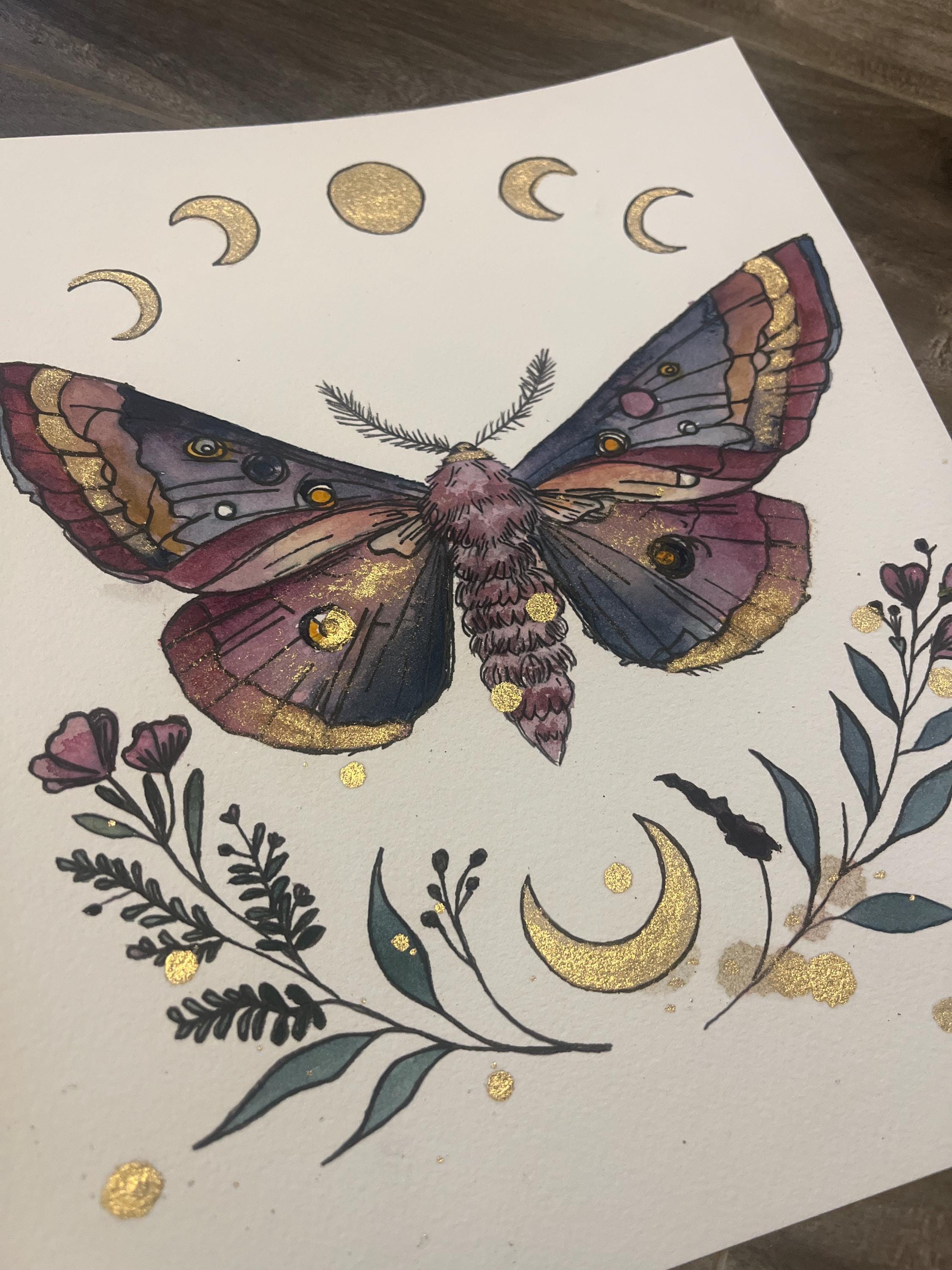 Moth and Moon Splatter - Etsy
