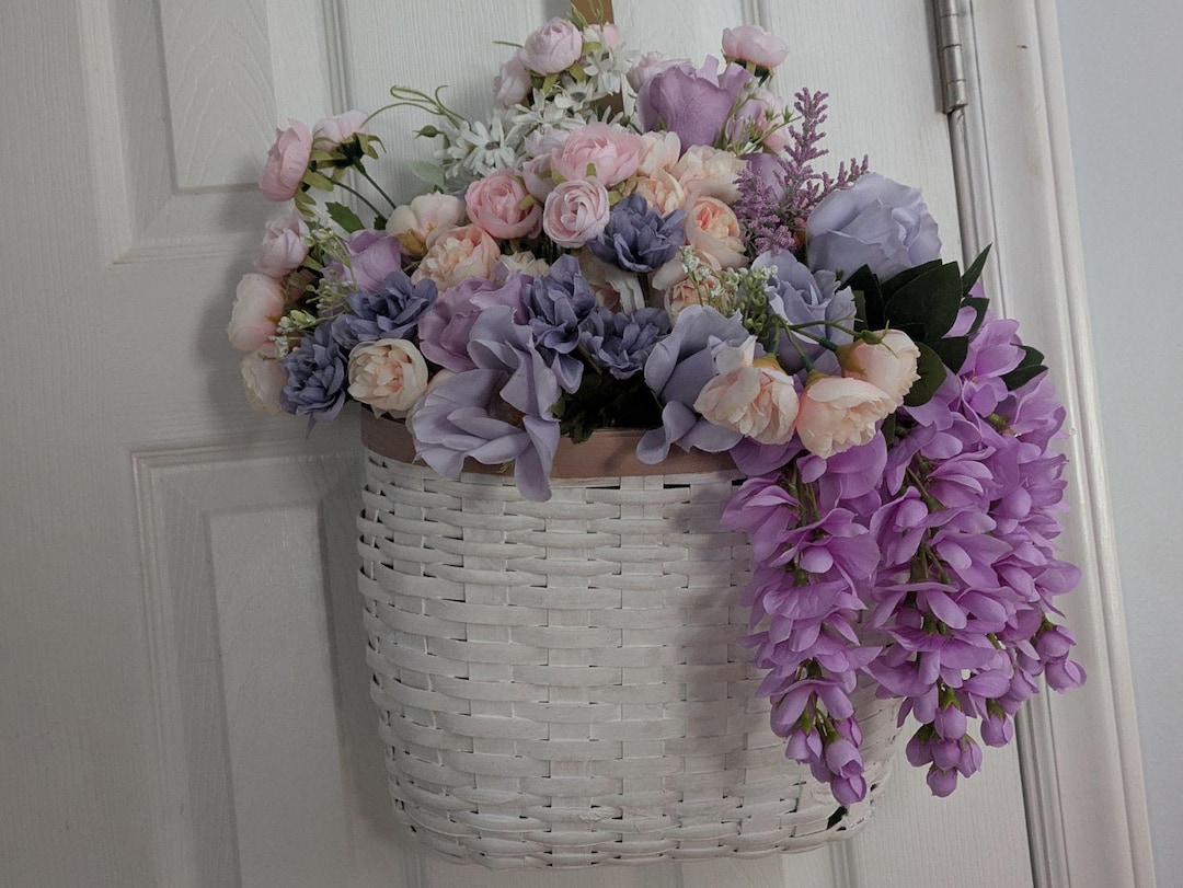 Darling Flowers Spring Hanging Basket, Seasonal Handmade Decor, Floral ...